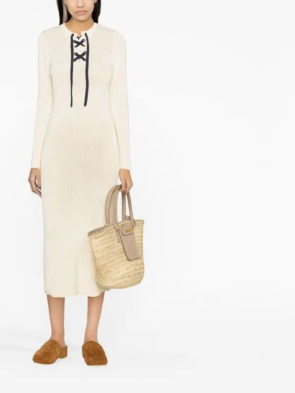 Zimmermann High Tide Lace-up Knitted Dress - Neutrals