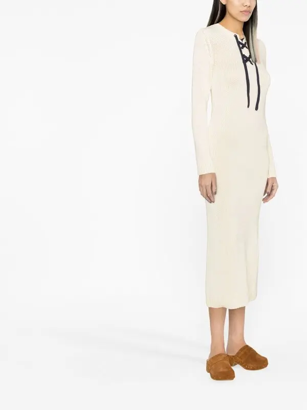 Zimmermann High Tide Lace-up Knitted Dress - Neutrals