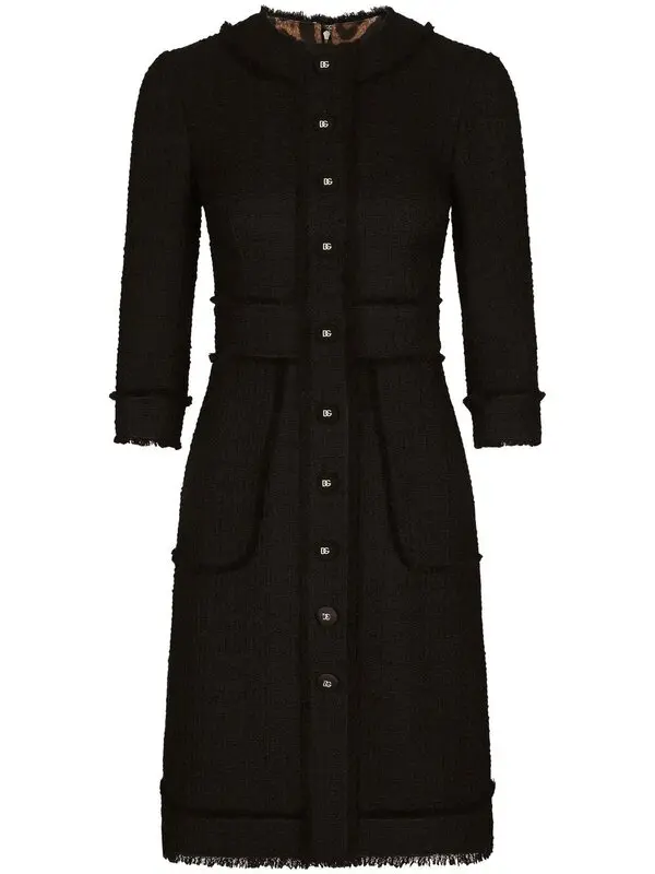 Dolce & Gabbana Raschel Tweed Midi Dress - Black