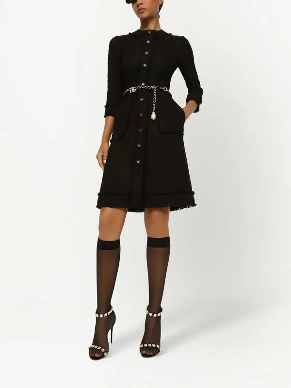Dolce & Gabbana Raschel Tweed Midi Dress - Black