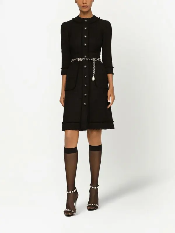 Dolce & Gabbana Raschel Tweed Midi Dress - Black