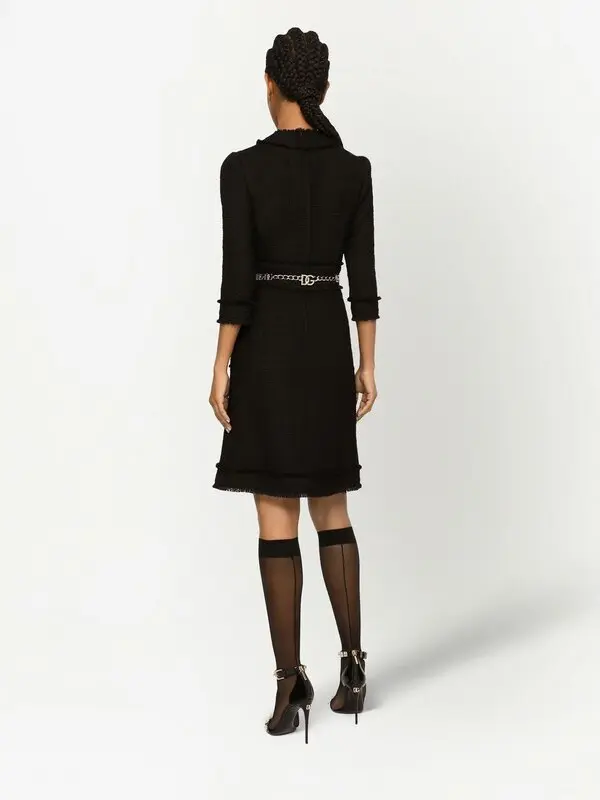 Dolce & Gabbana Raschel Tweed Midi Dress - Black