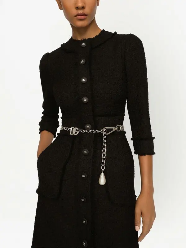 Dolce & Gabbana Raschel Tweed Midi Dress - Black