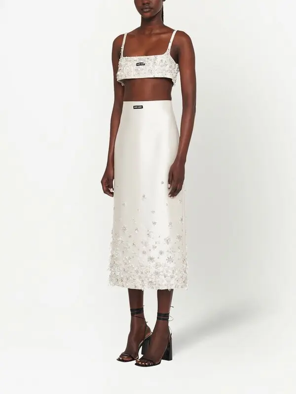 Miu Miu Floral-embellished Midi Skirt