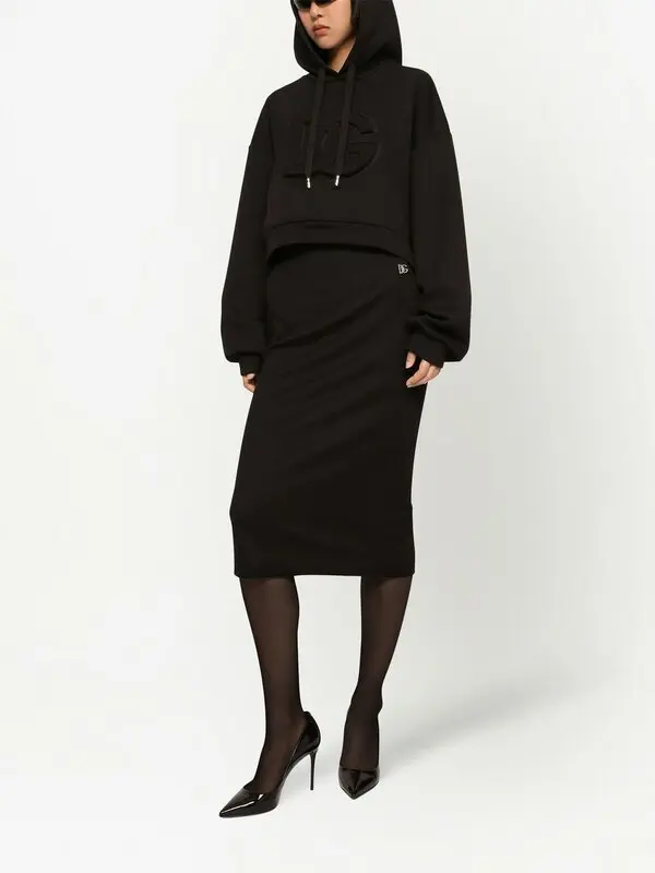 Dolce & Gabbana Milano-ribbed Midi Skirt - Black