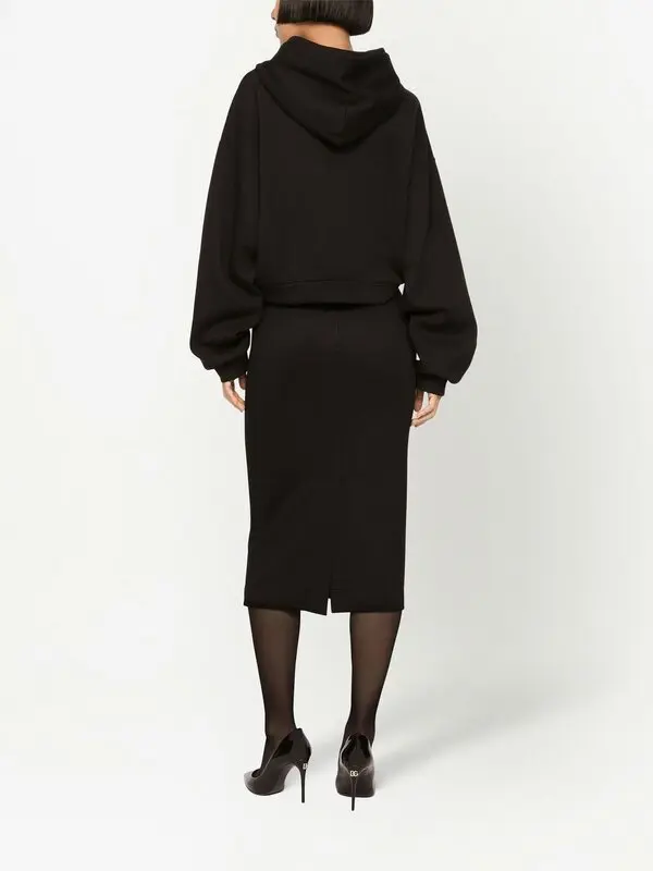 Dolce & Gabbana Milano-ribbed Midi Skirt - Black