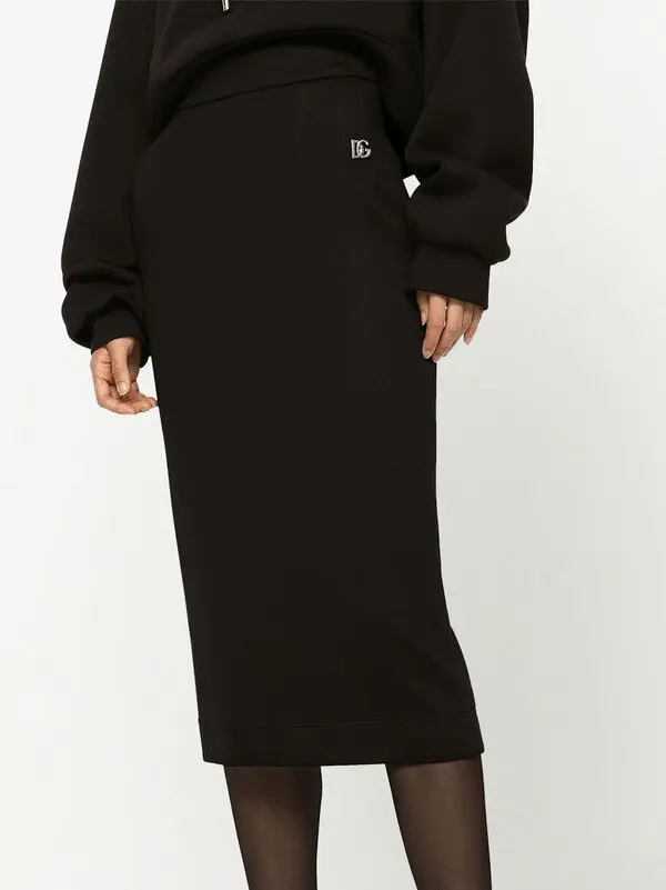 Dolce & Gabbana Milano-ribbed Midi Skirt - Black