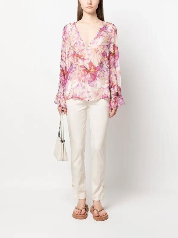 Liu Jo Slim-fit Cotton Blend Trousers - Neutrals