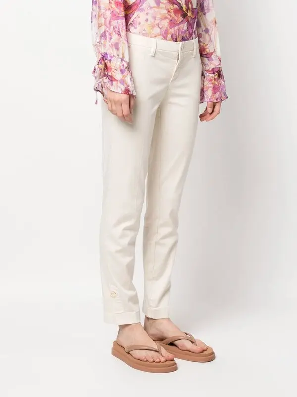 Liu Jo Slim-fit Cotton Blend Trousers - Neutrals