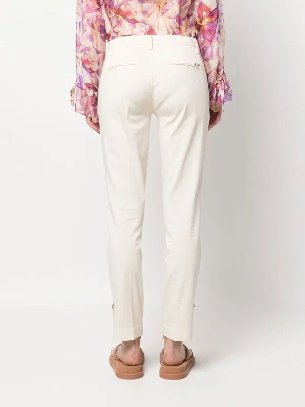 Liu Jo Slim-fit Cotton Blend Trousers - Neutrals
