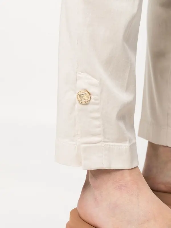 Liu Jo Slim-fit Cotton Blend Trousers - Neutrals