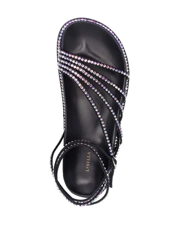 LE SILLA Crystal-embellished Sandals - Black