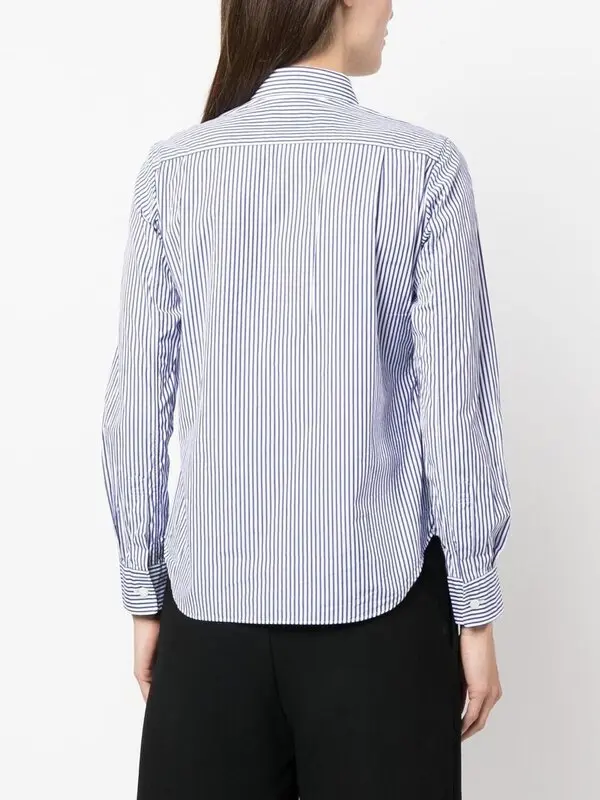 Play Comme Des Garcon Signature Heart-patch Striped Shirt