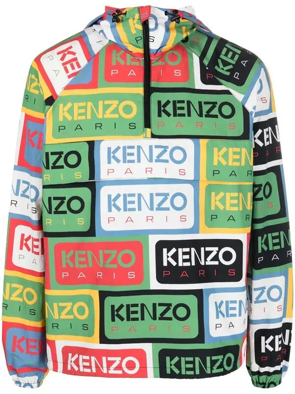 Kenzo Label-print Half-zip Windbreaker - Green