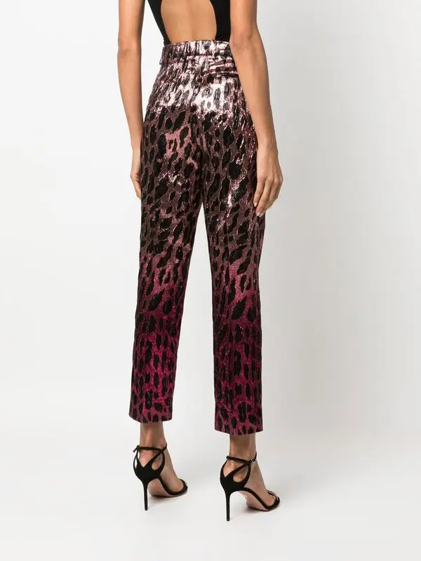 Roberto Cavalli Animal-print Lamé Cropped Trousers
