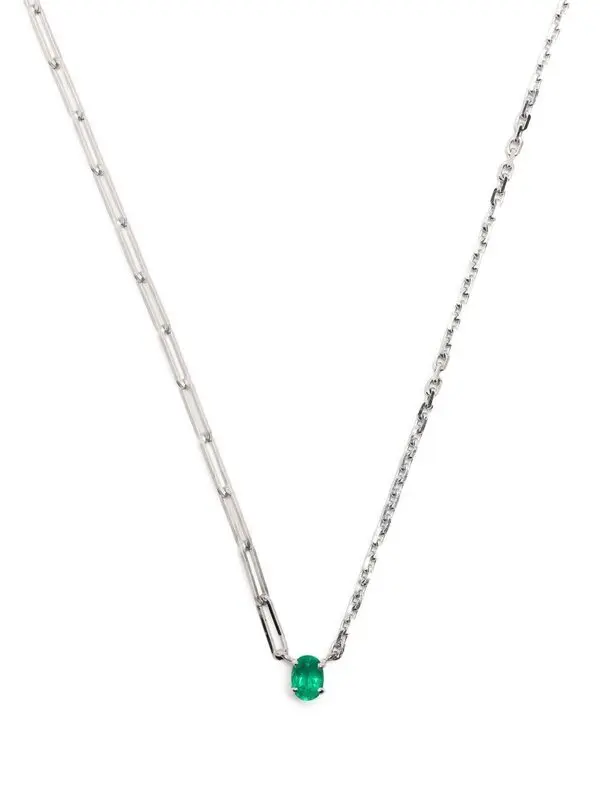 Yvonne Léon 18kt White Gold Emerald Necklace - Silver
