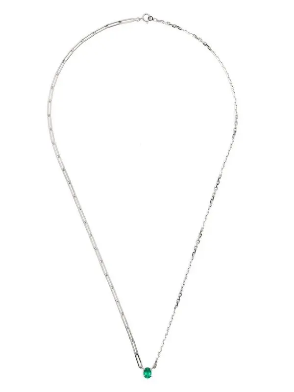 Yvonne Léon 18kt White Gold Emerald Necklace