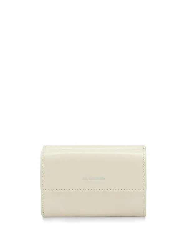 JIL SANDER Logo-embroidered Leather Purse - Neutrals