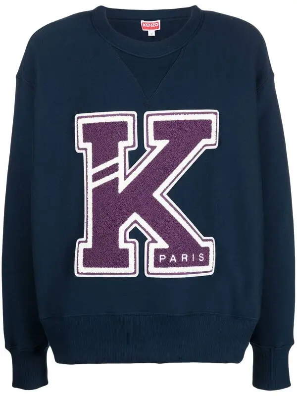 Kenzo Logo-appliqué Crew-neck Sweatshirt - Blue