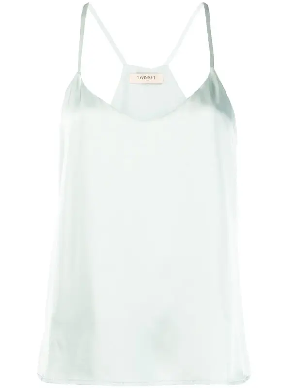 TWINSET Logo-plaque Satin Camisole - Green