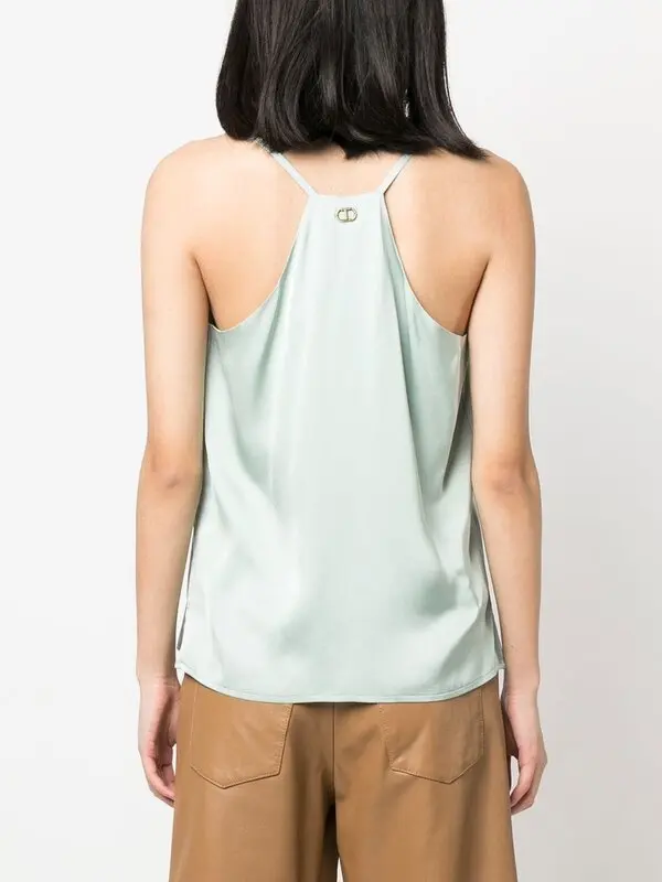 TWINSET Logo-plaque Satin Camisole - Green