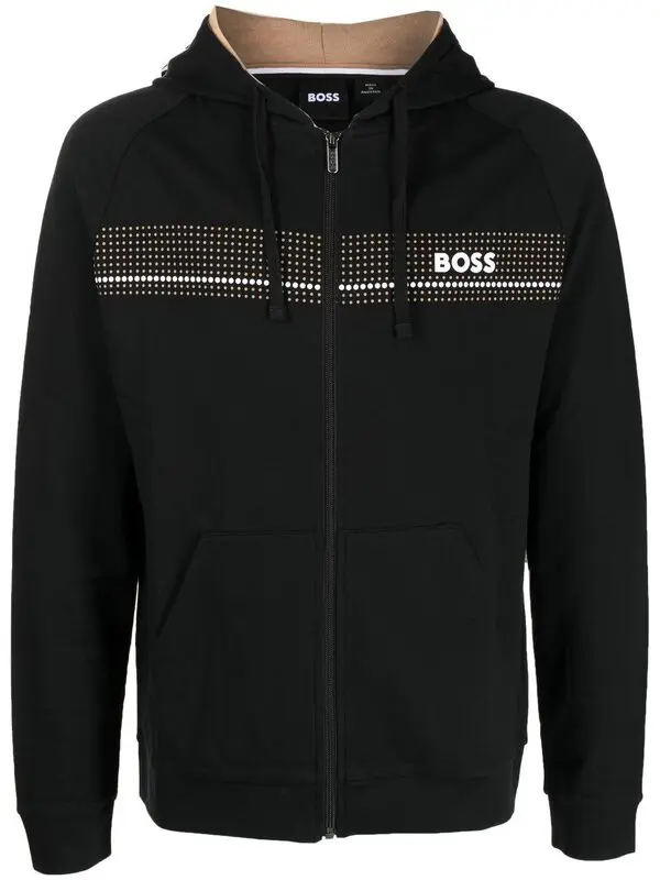 BOSS Logo-print Zip-up Hoodie