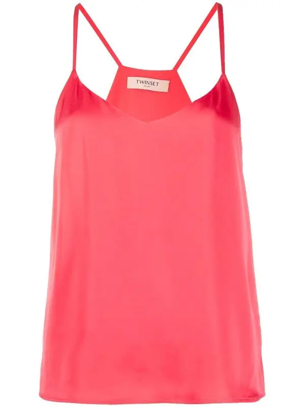 TWINSET Logo-plaque Satin Top - Pink