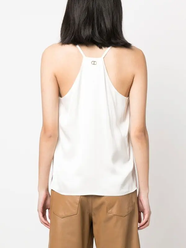 TWINSET Rear Logo-plaque Satin Top - White