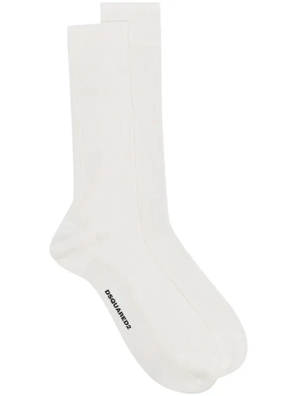 Dsquared2 Knit Logo Ankle Socks - White