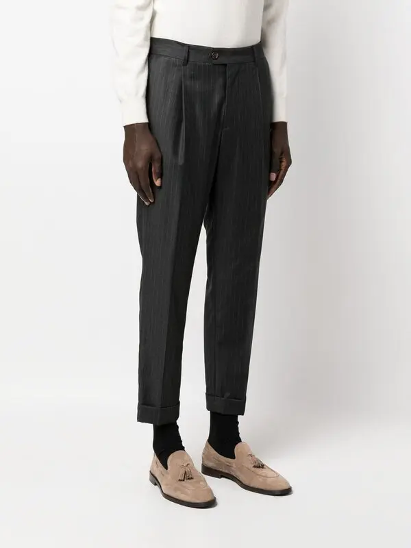 Brunello Cucinelli Chalk-stripe Virgin-wool Tailored Trousers