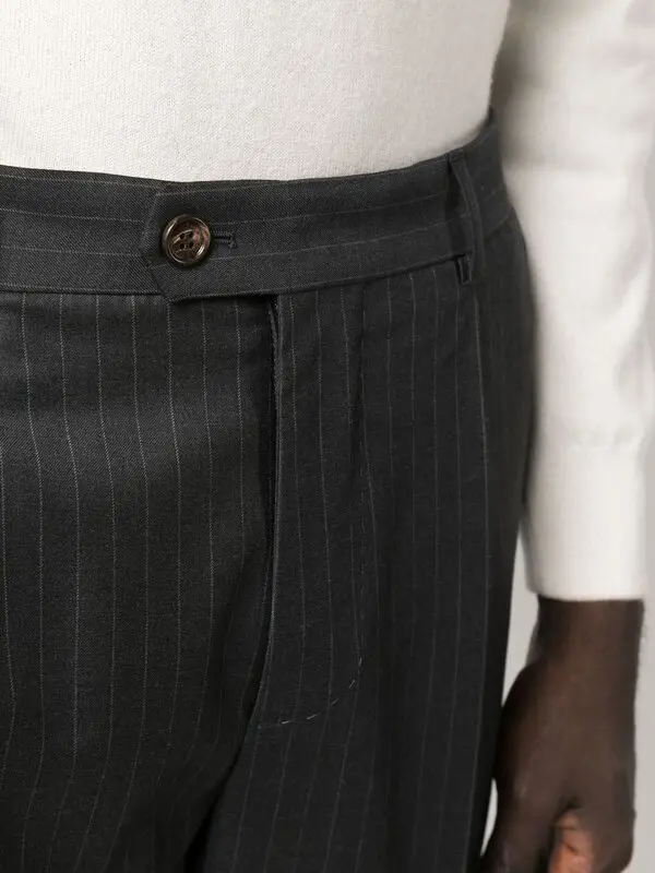 Brunello Cucinelli Chalk-stripe Virgin-wool Tailored Trousers