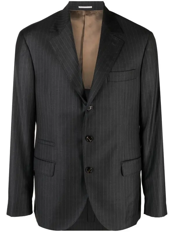 Brunello Cucinelli Chalk-stripe Virgin-wool Blazer