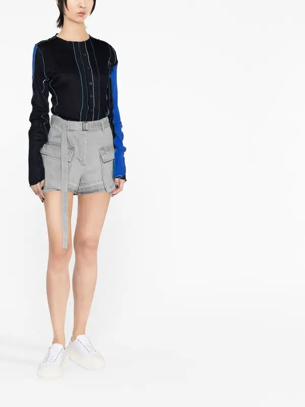 Sacai Belted-waist High-waisted Shorts - Grey