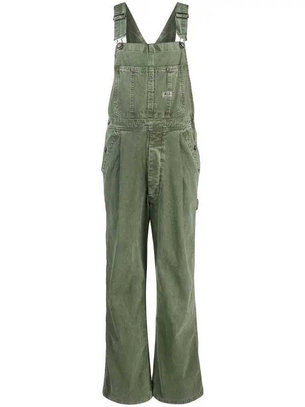 R13 Damon Denim Overalls - Green | Editorialist