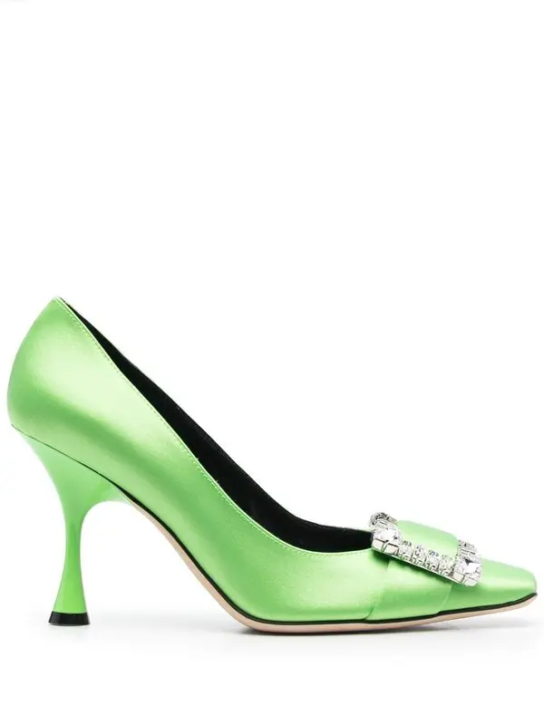 SERGIO ROSSI Crystal-embellishment Square-toe 95mm Pumps