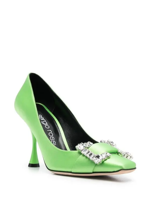 SERGIO ROSSI Crystal-embellishment Square-toe 95mm Pumps