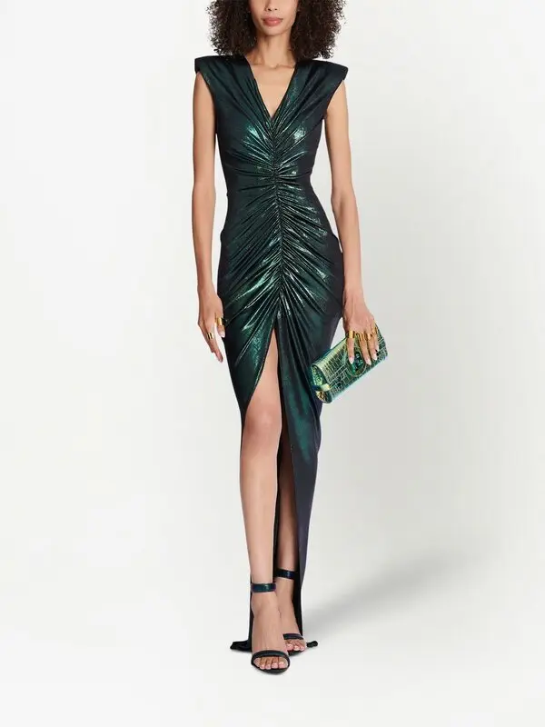 Balmain Glittered Ruched Dress
