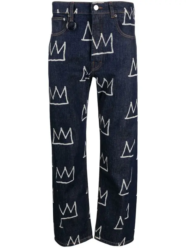 ÉTUDES STUDIO All-over Crown-print Trousers - Blue