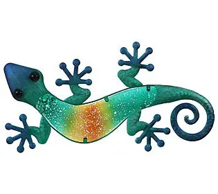 LUXEN HOME Luxenhome Gecko Lizard Metal And Glass Outdoor All Decor - One-color