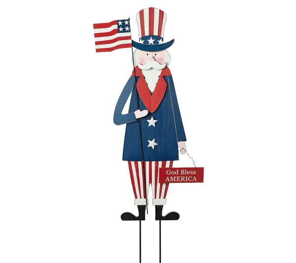 GLITZHOME 36' Usa Patriotic Uncle Sam Decor - One-color