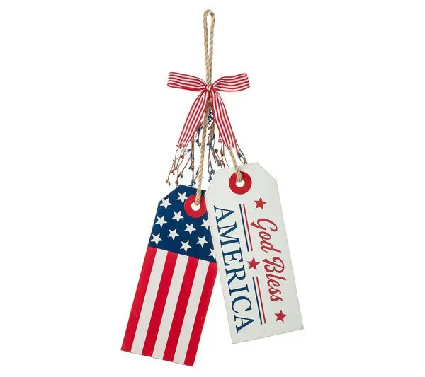 GLITZHOME Patriotic And Proud American Usa Door Knob Hangers - One-color