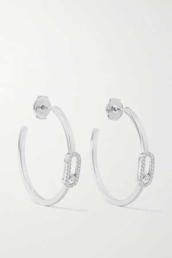 Messika Move Uno Small 18-karat Gold Diamond Hoop Earrings - White