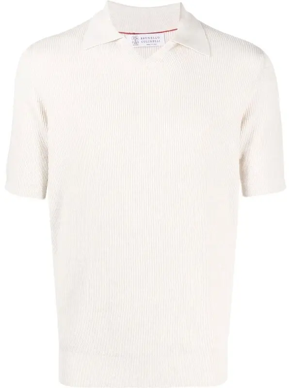 Brunello Cucinelli Ribbed Knit Polo Shirt