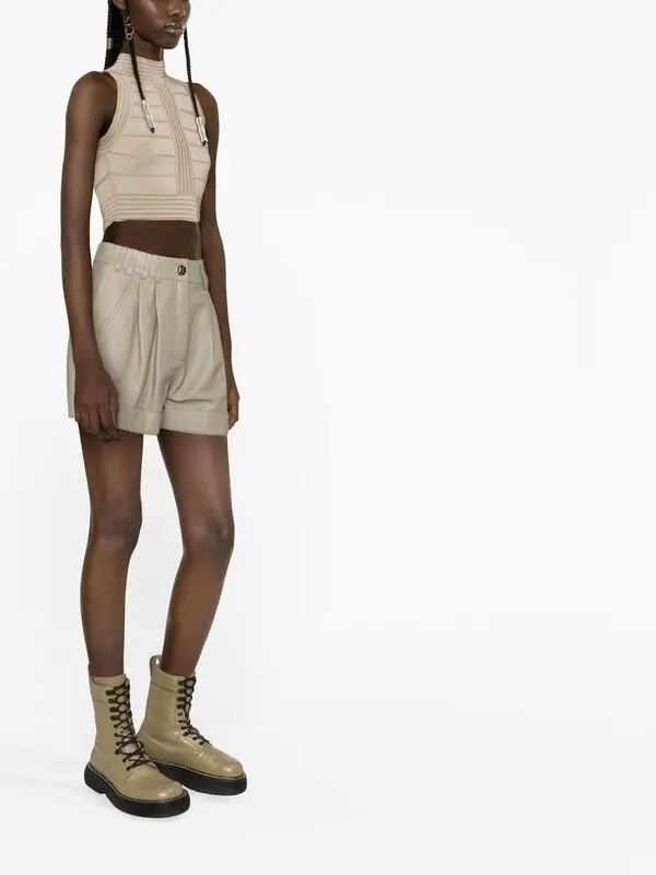 Balmain High-waisted Lambskin Shorts