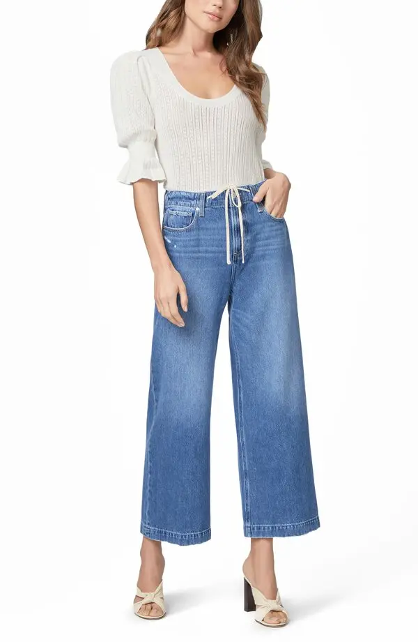 Paige Zoey Tie Waist Wide Leg Jeans