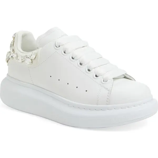 Alexander McQueen Oversized Crystal-embellished Sneakers - White/crystal
