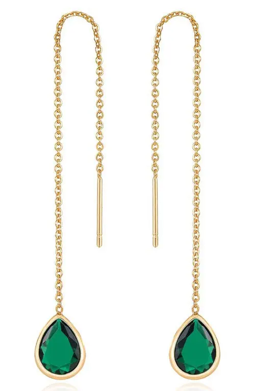 Ettika Cubic Zirconia Drop Earrings - Green