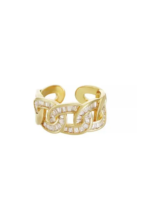Ettika Cubic Zirconia Link Ring - Gold