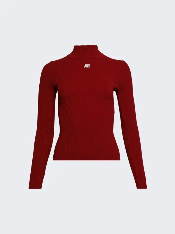 COURRÃ¨GES Reedition Rib Knit Mockneck Sweater - Red