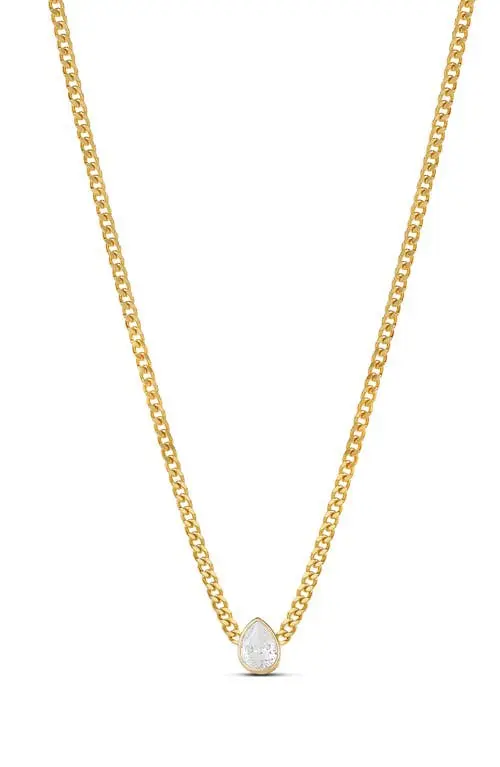 SHYMI Bezel Pendant Necklace - Gold/ White/pear Cut